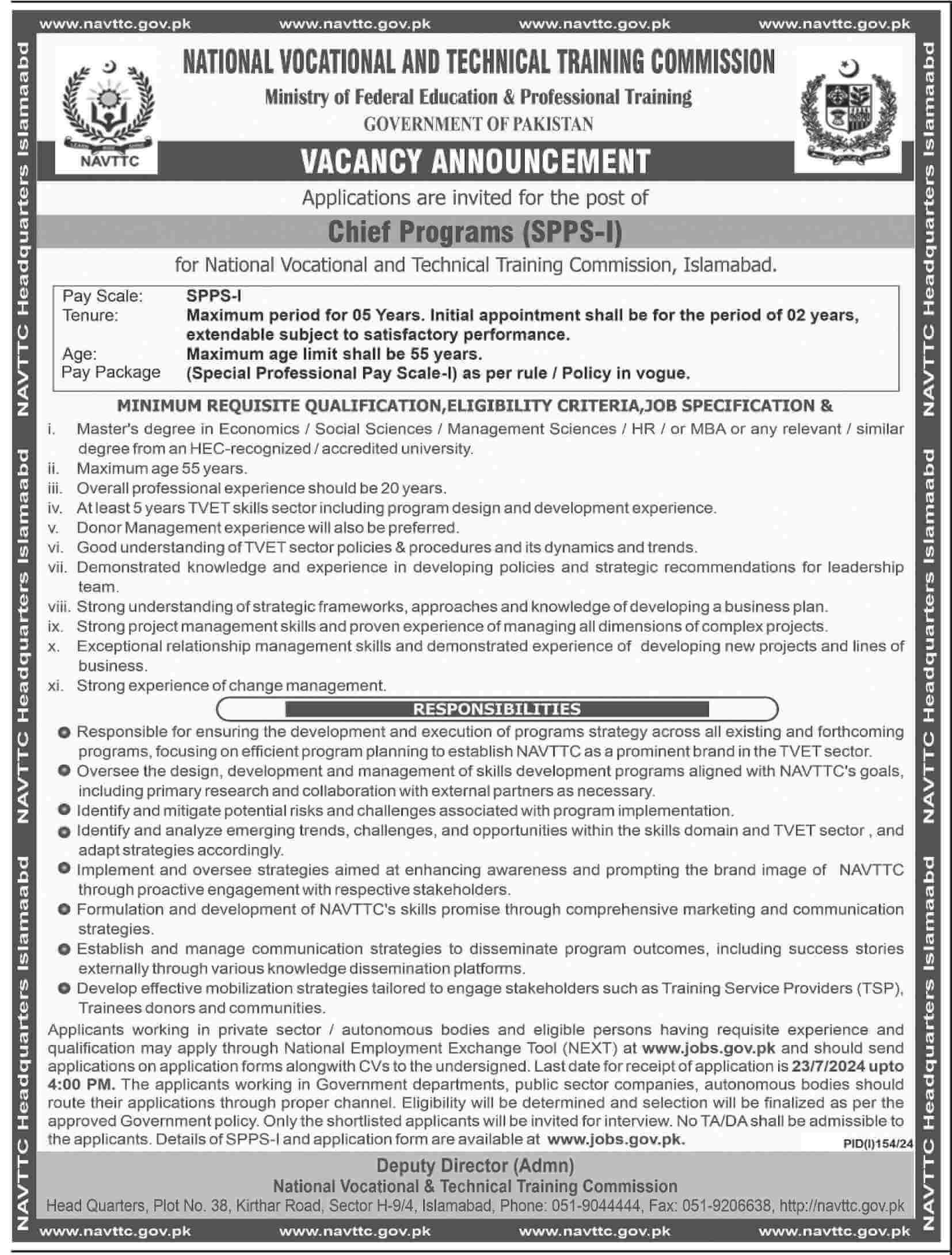 NAVTTC jobs 2024