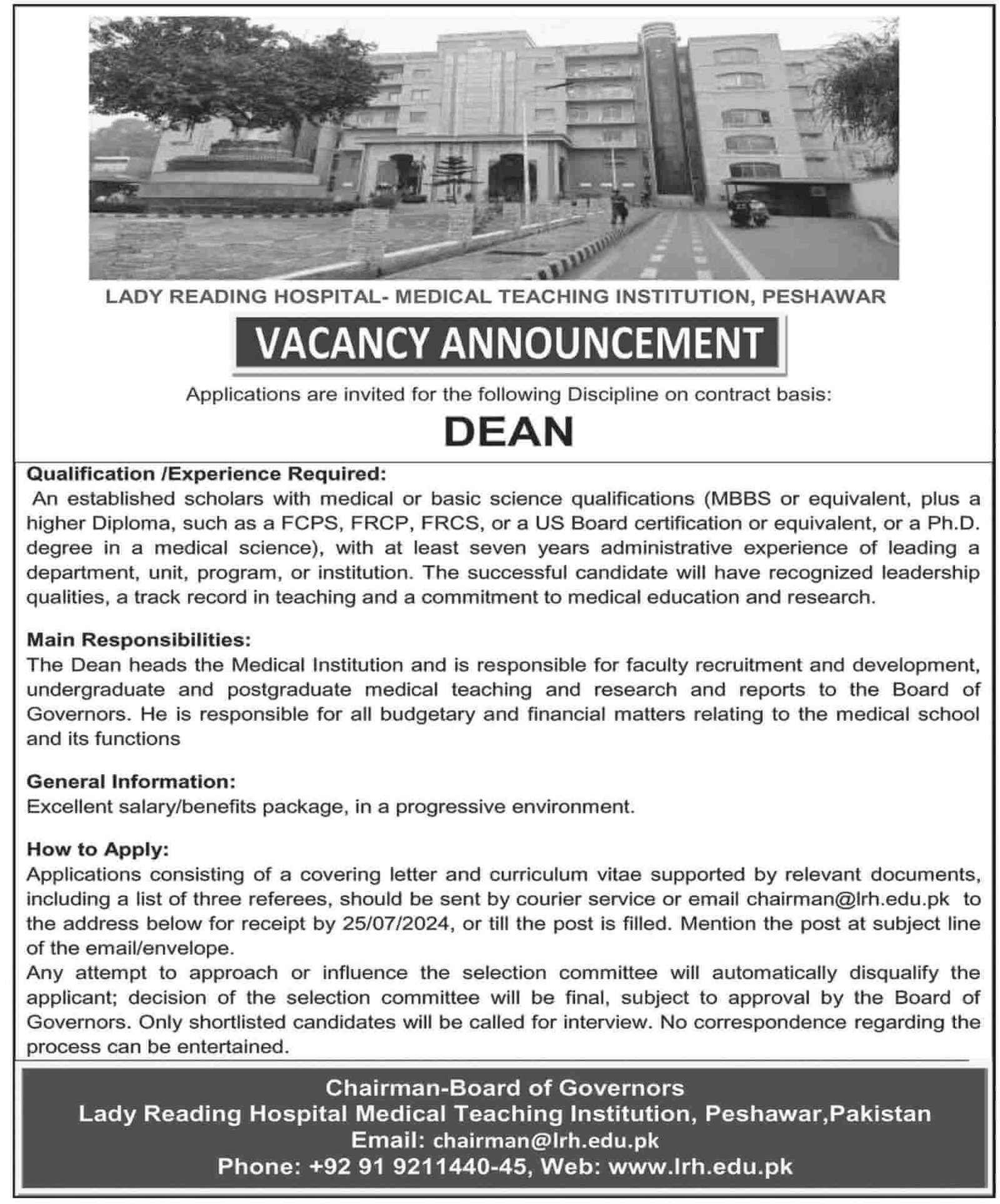University Dean jobs Lady Reading Hospital 2024